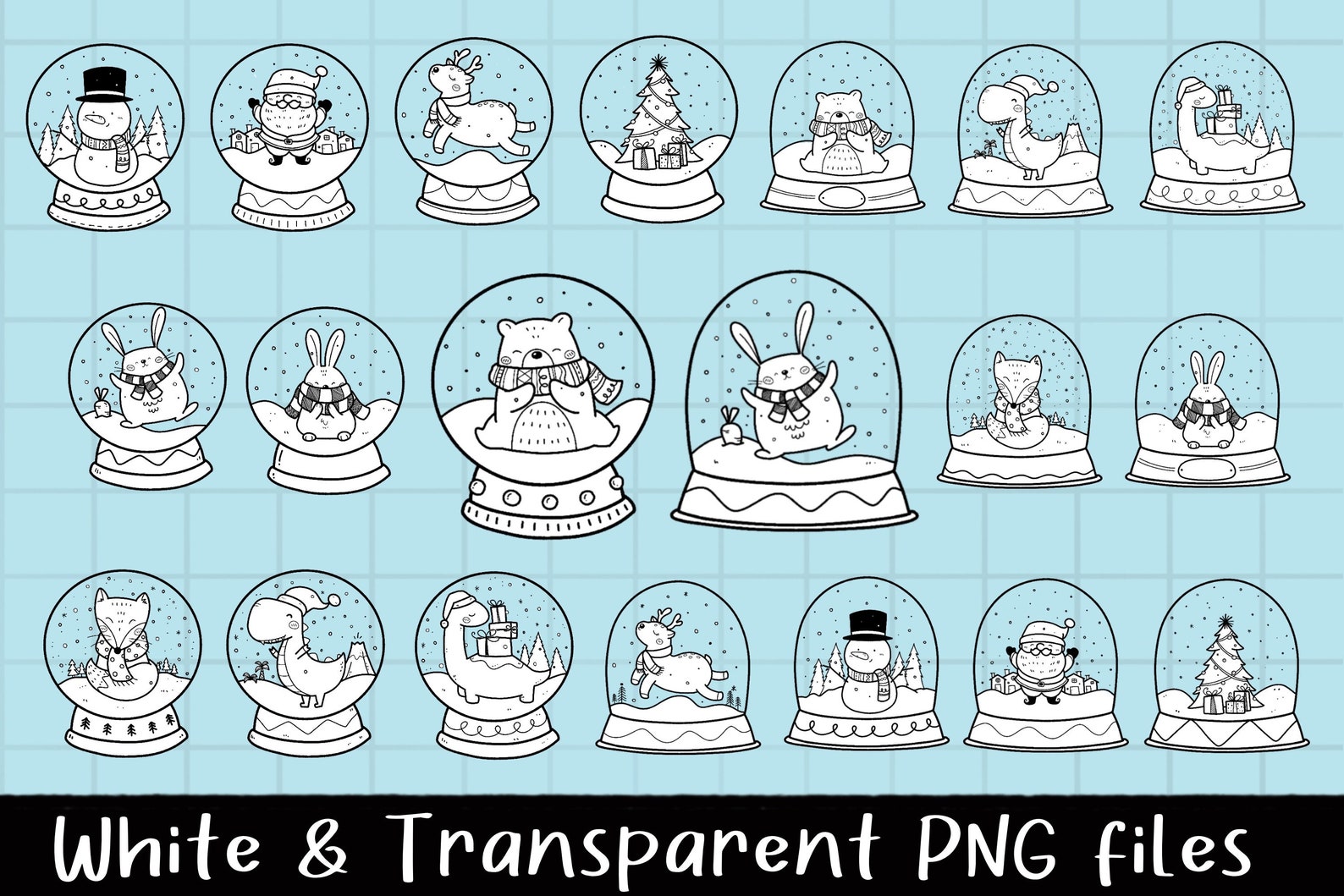 Christmas Snow Blobe Clipart, Cute Animal in the Snow Globe, Dinosaur ...