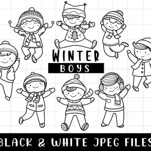 Winter Boys Clipart, Boys in Sweater PNG, Doodle Boys, Winter is Coming ...
