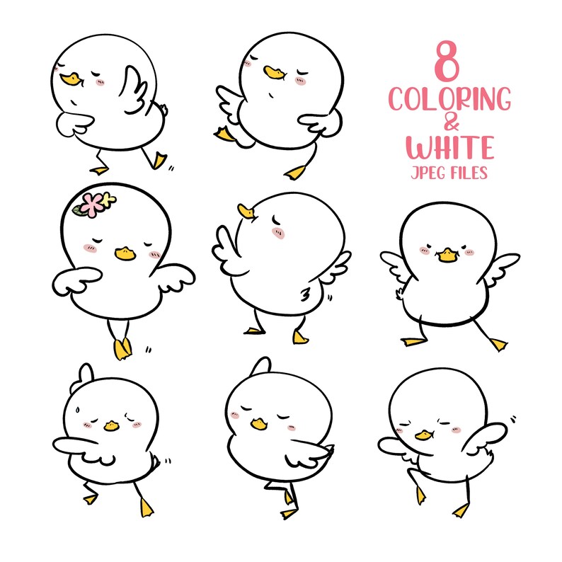 Cute Dancing Duck Hand Draw Clipart / Duck Lover/ Music /dance/funny ...