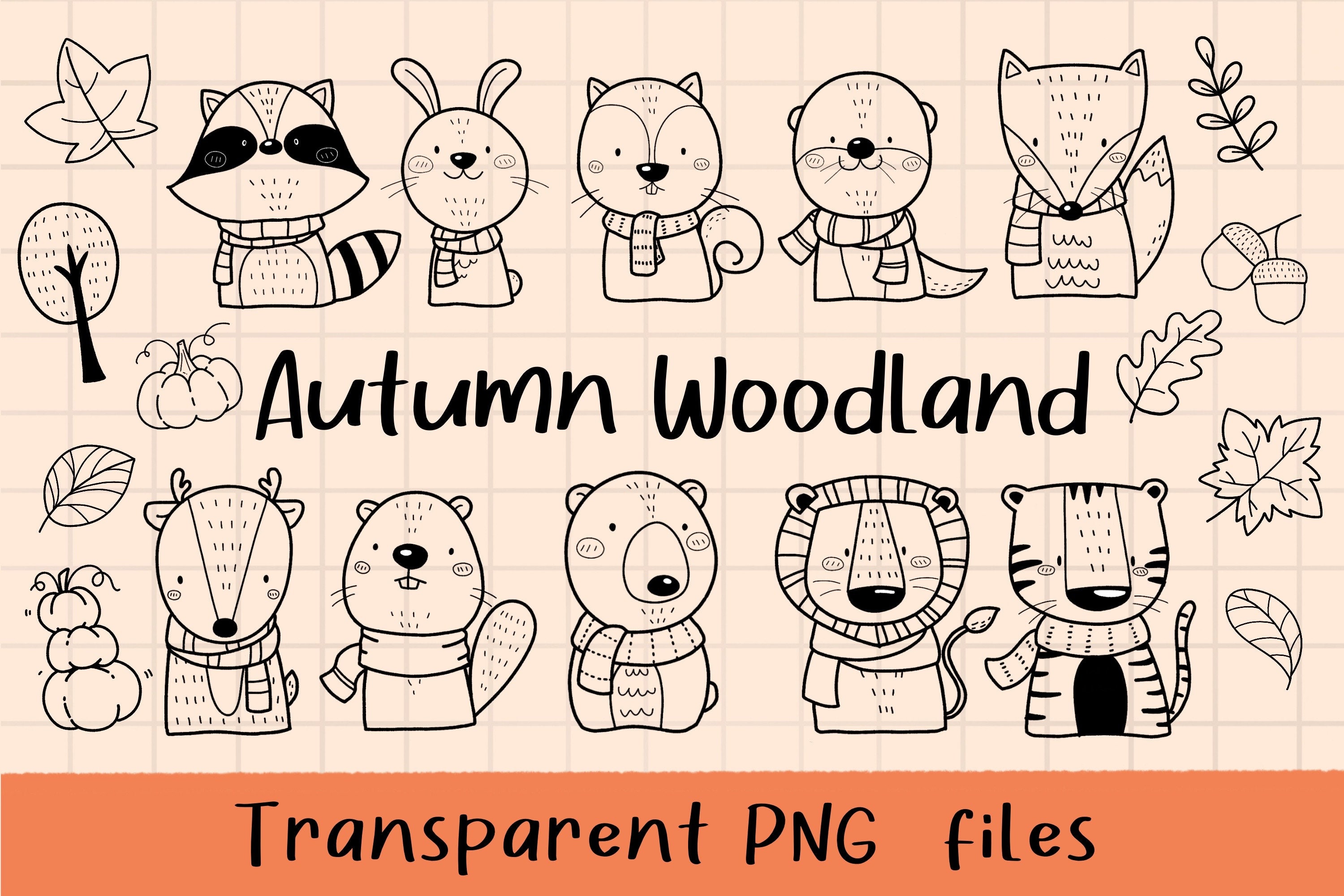 Autumn Woodland Animals Clipart, Fall Woodland Animals PNG, Autumn PNG ...