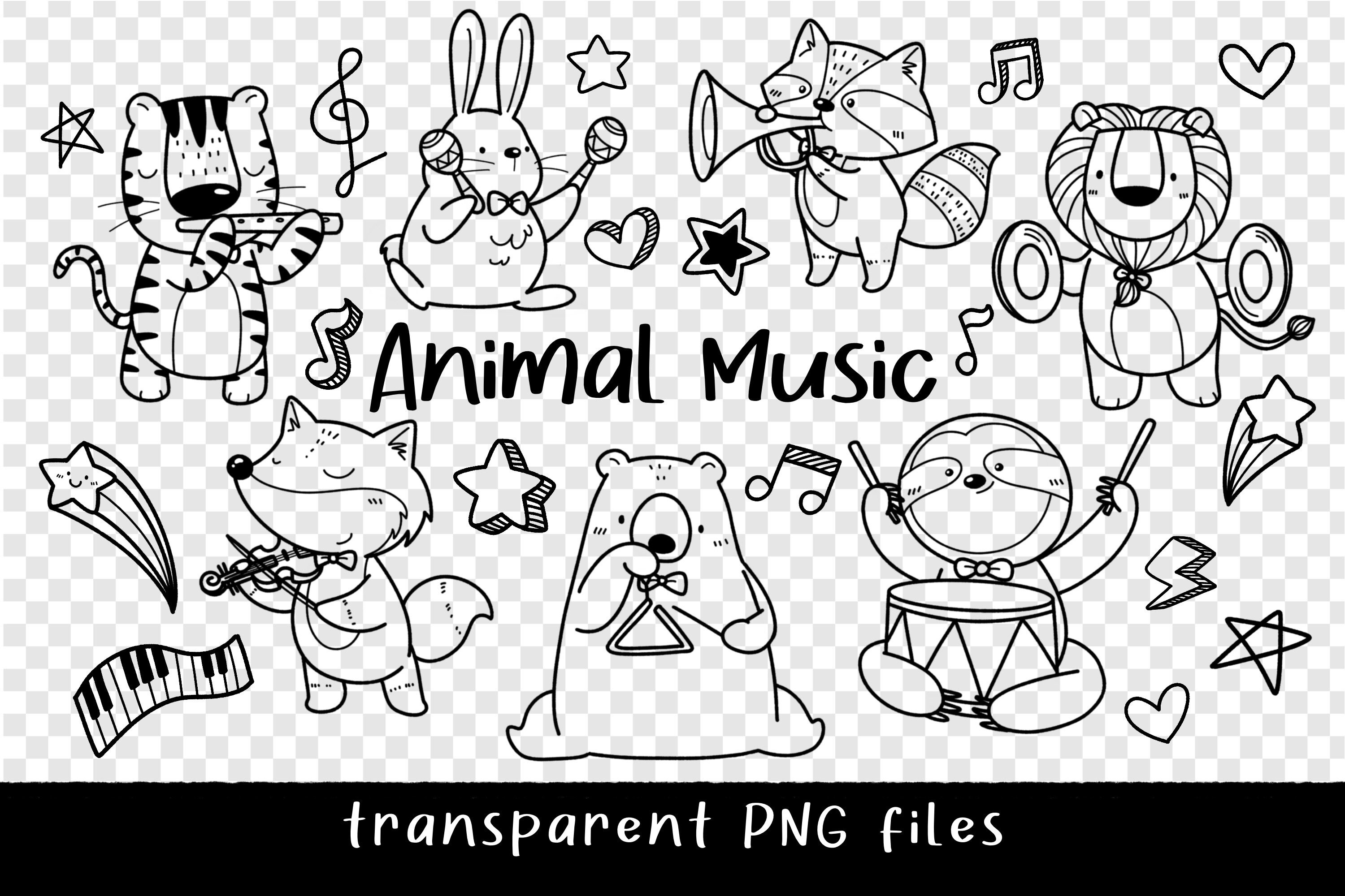 Woodland Animal Music Clipart, Musical Forest Animal, Wild Cute Animal ...
