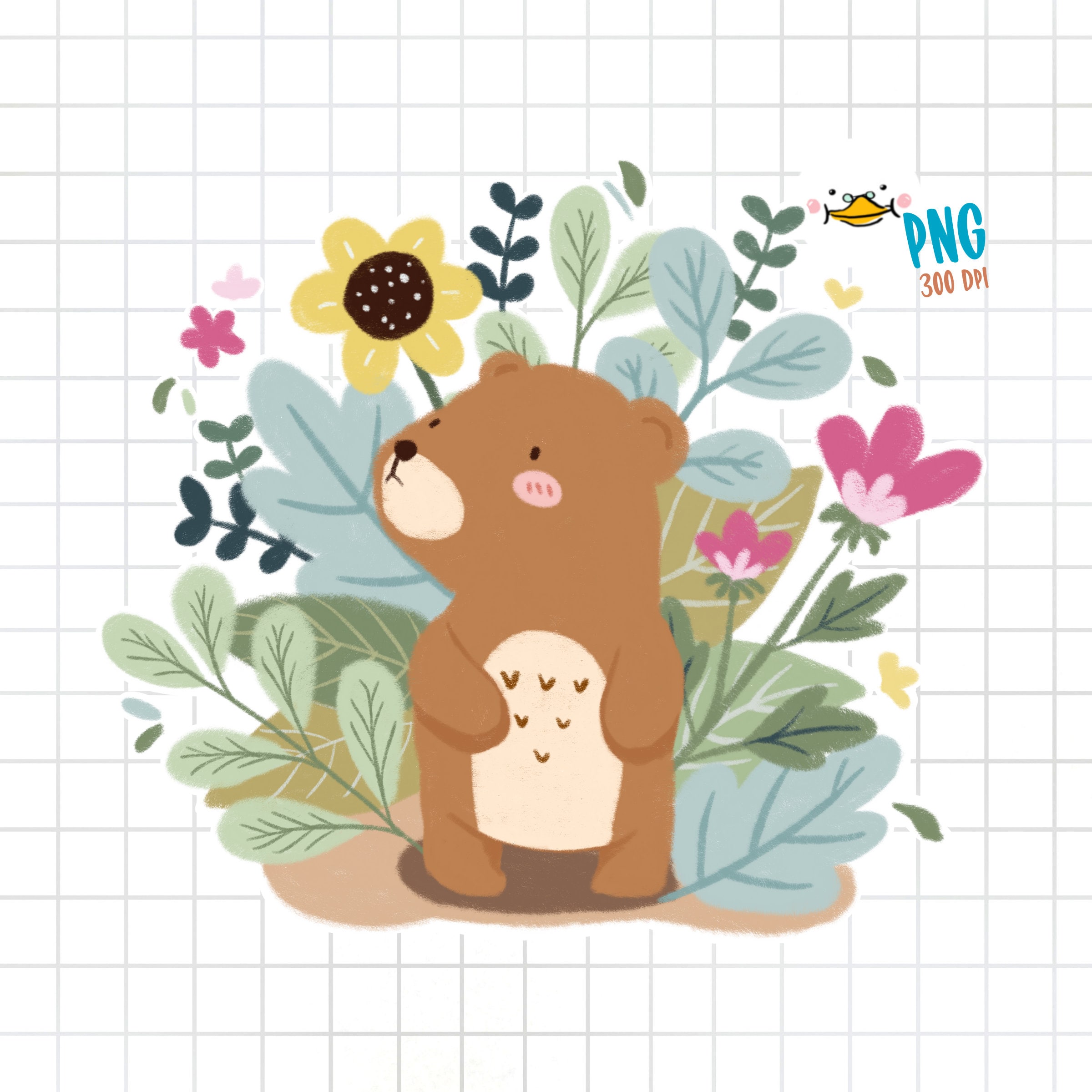 Cute Bear Spring , Cute Aminal Wild, Floral Spring, Clipart, PNG File ...