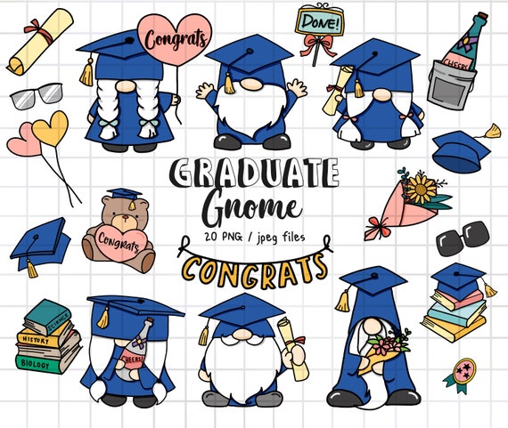 Graduate Gnome Clipart Graduation Clipartgnome Clipart | Etsy