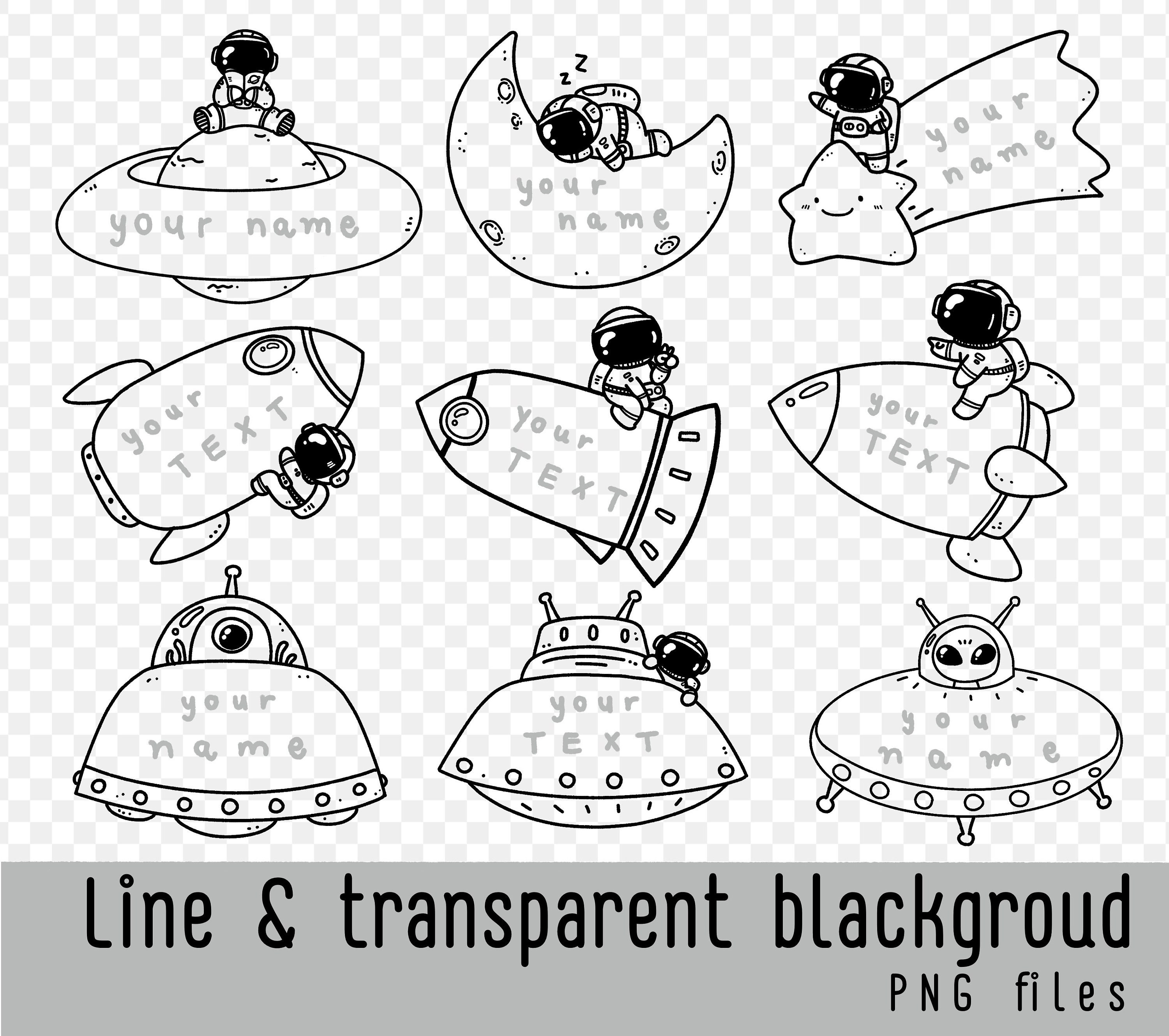 Astronaut Kid Label, Planet Name Tag, UFO, Spaceship, Rocket, Clipart ...