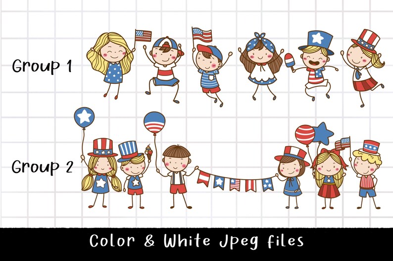 4th of July Kid Clipart, Funny USA Clipart, Independence Day, Fourth of ...