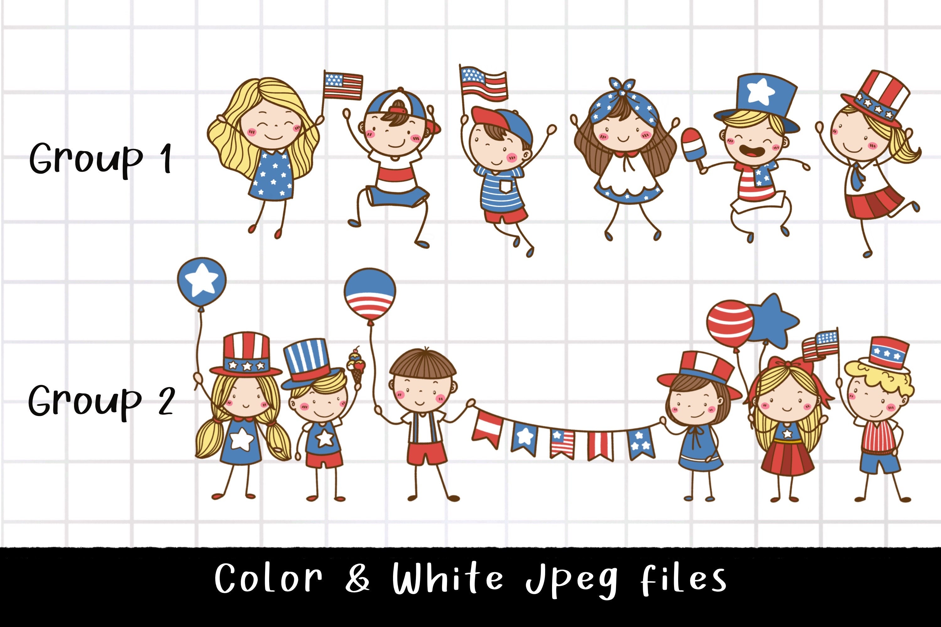 4th of July Kid Clipart, Funny USA Clipart, Independence Day, Fourth of ...