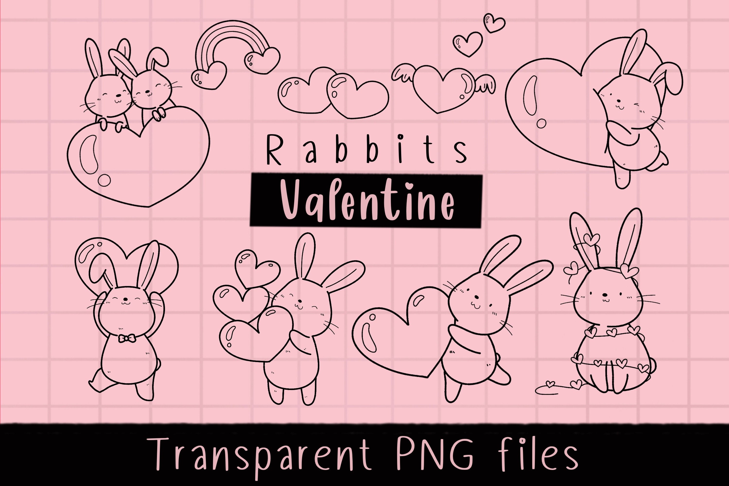 Valentine Rabbits Clipart Rabbit in Love Rabbit Clipart - Etsy