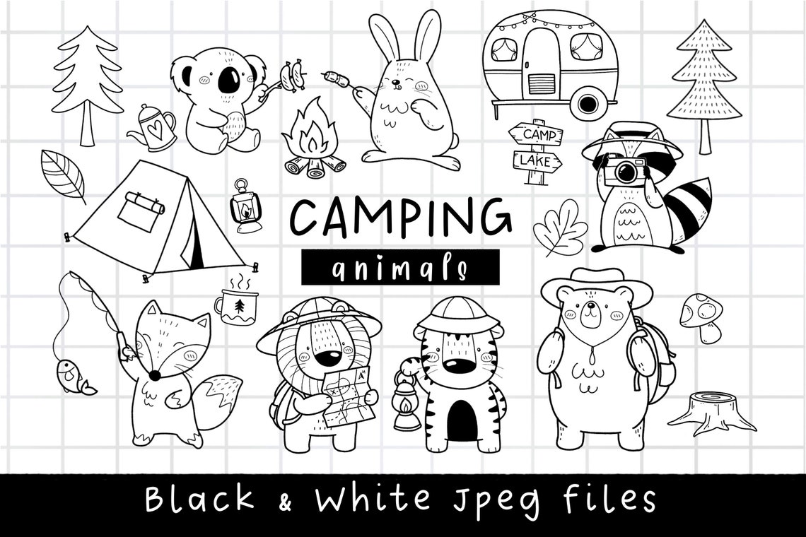 Animals Camping Clipart, Camping Woodland Animals Clipart, Forest ...