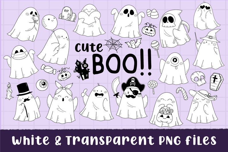 Cute BOO Clipart, Cute Halloween Clipart, Ghost Clipart, Pumpkin PNG ...