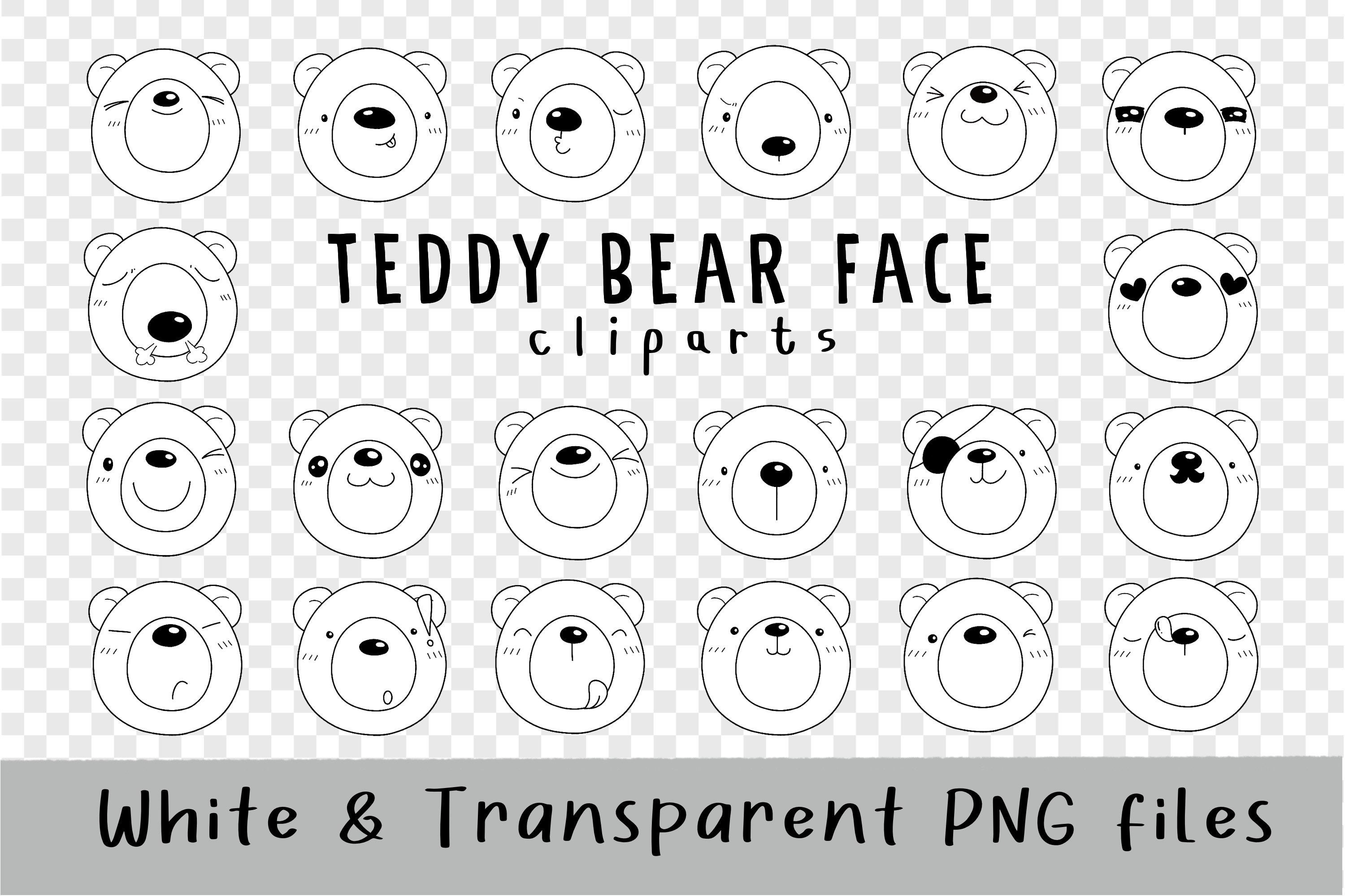 Teddy Bear Face Clipart, Bear Face Emoji, Bear Emotion, Smile Bear ...