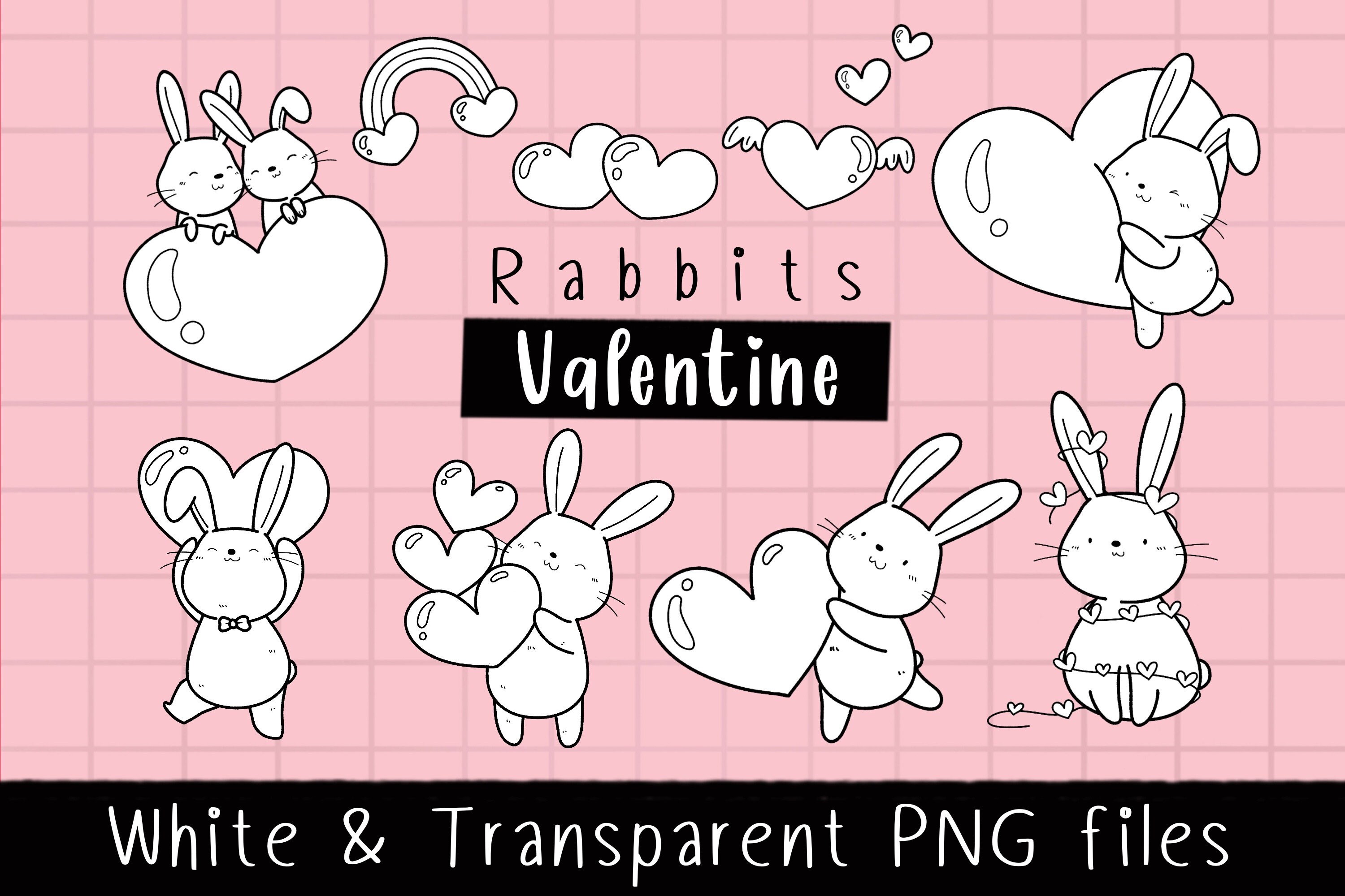 Valentine Rabbits Clipart Rabbit in Love Rabbit Clipart - Etsy