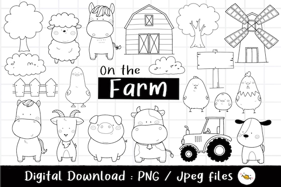 Farm Animals Clipart Black And White