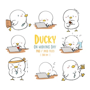 Cute Officer Duck Hand Draw Clipart / Duckling / Working Life Cycle ...