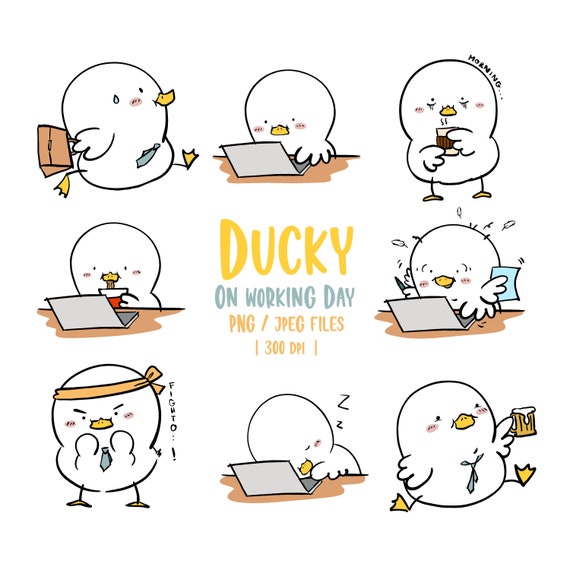 Cute Officer Duck Hand Draw Clipart / Duckling / Working Life | Etsy