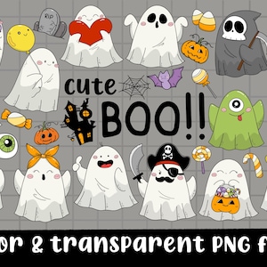 Cute BOO Clipart, Halloween Clipart, Ghost Clipart, Pumpkin PNG, PNG ...