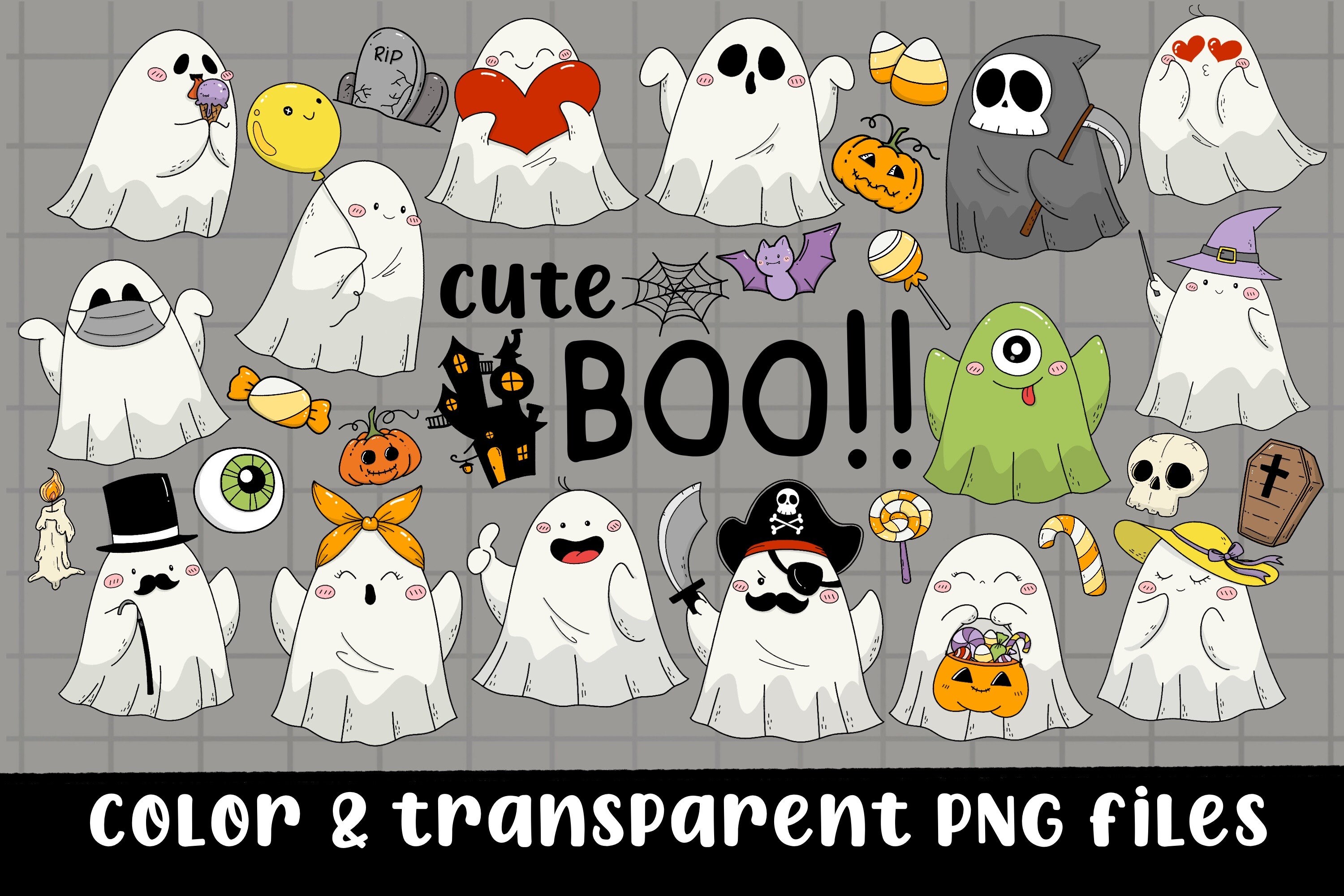 Cute BOO Clipart, Halloween Clipart, Ghost Clipart, Pumpkin PNG, PNG ...