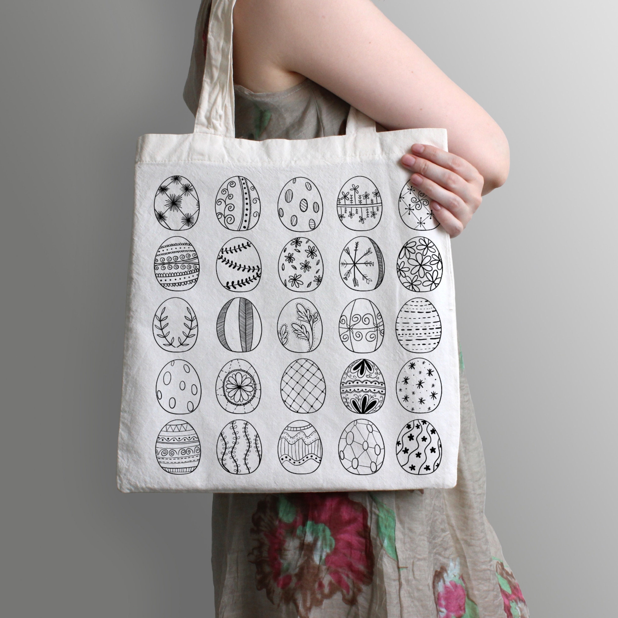 Easter Eggs Hand Draw Clipart /doodle /black and White Easter Eggs ...