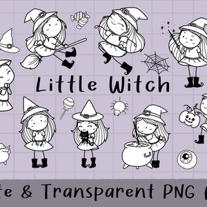 Doodle Witch Clipart,stick Figure Clipart, Halloween Clipart,outline ...