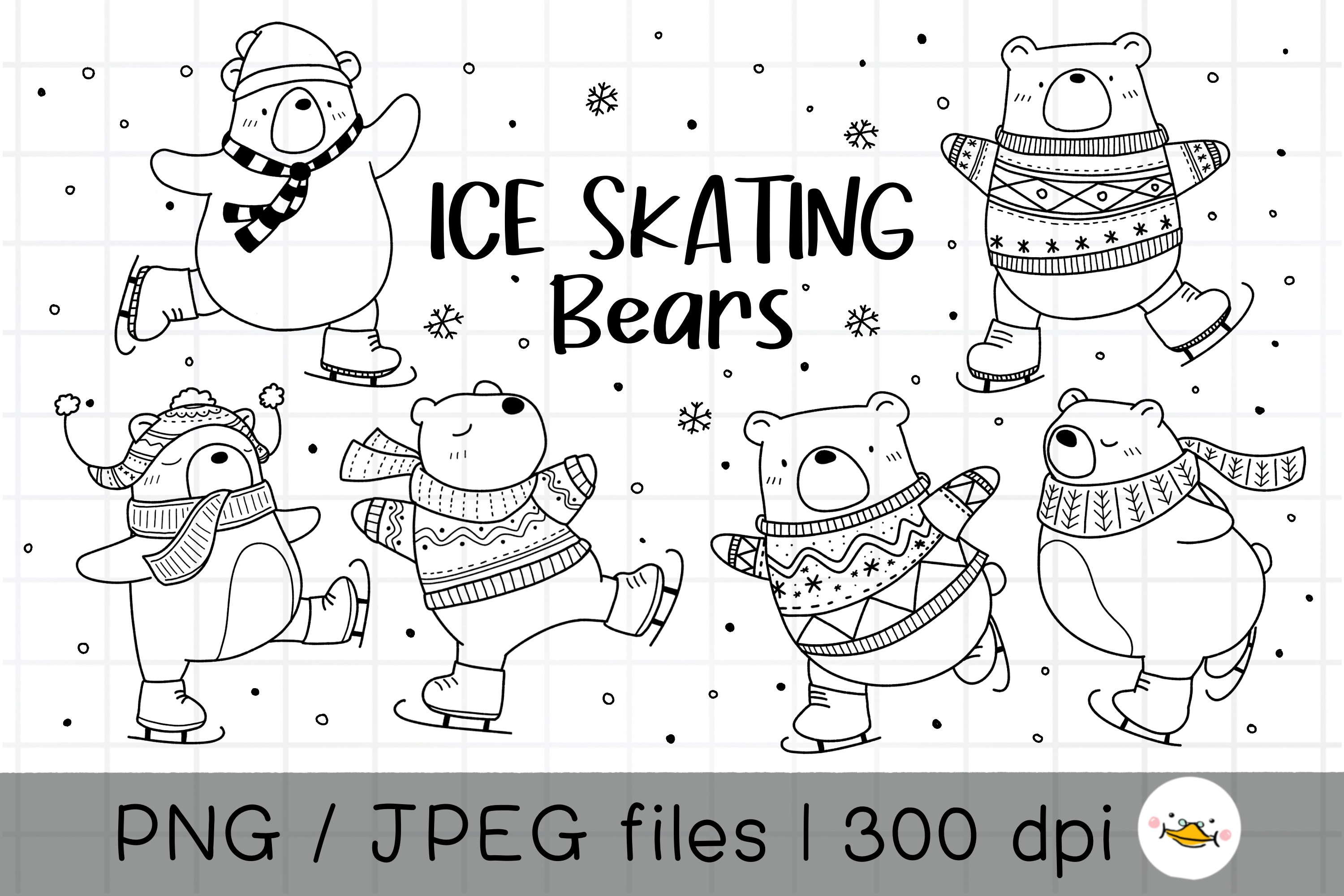 Ice Skating Bear Clipart, Bear in Sweater PNG, Winter is Clipart ...