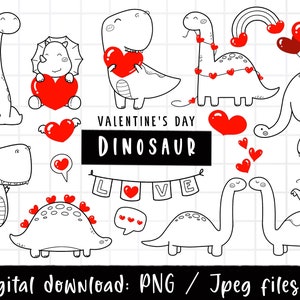 Love Dinosaur Clipart, Valentine's Day Dinosaur, Dinosaur Clipart, Love ...