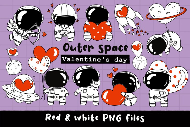 Valentine Outer Space Clipart, Valentine Astronaut, Astronaut in Love ...