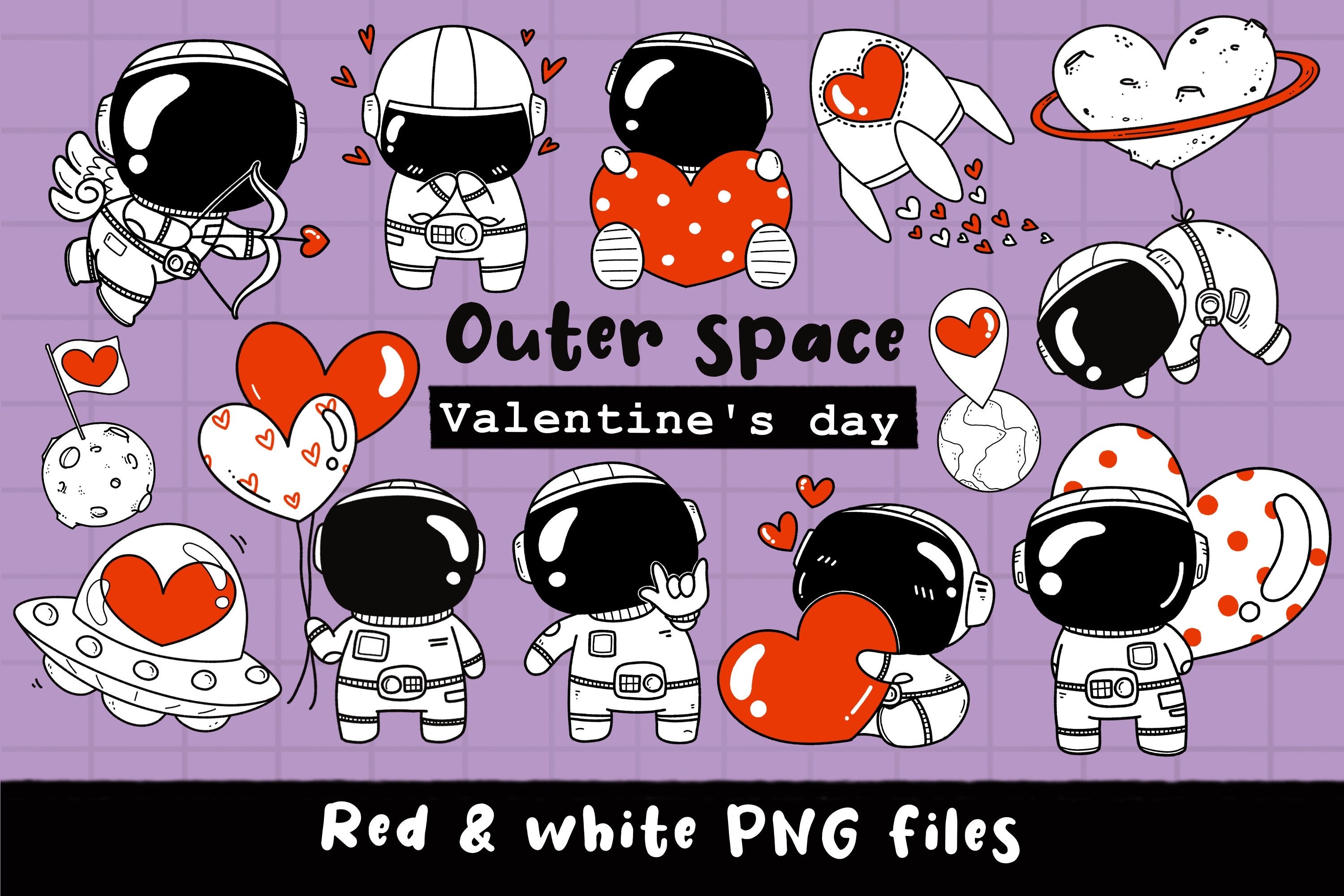 Valentine Outer Space Clipart, Valentine Astronaut, Astronaut in Love ...
