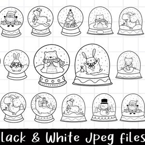 Christmas Snow Blobe Clipart, Cute Animal in the Snow Globe, Dinosaur ...
