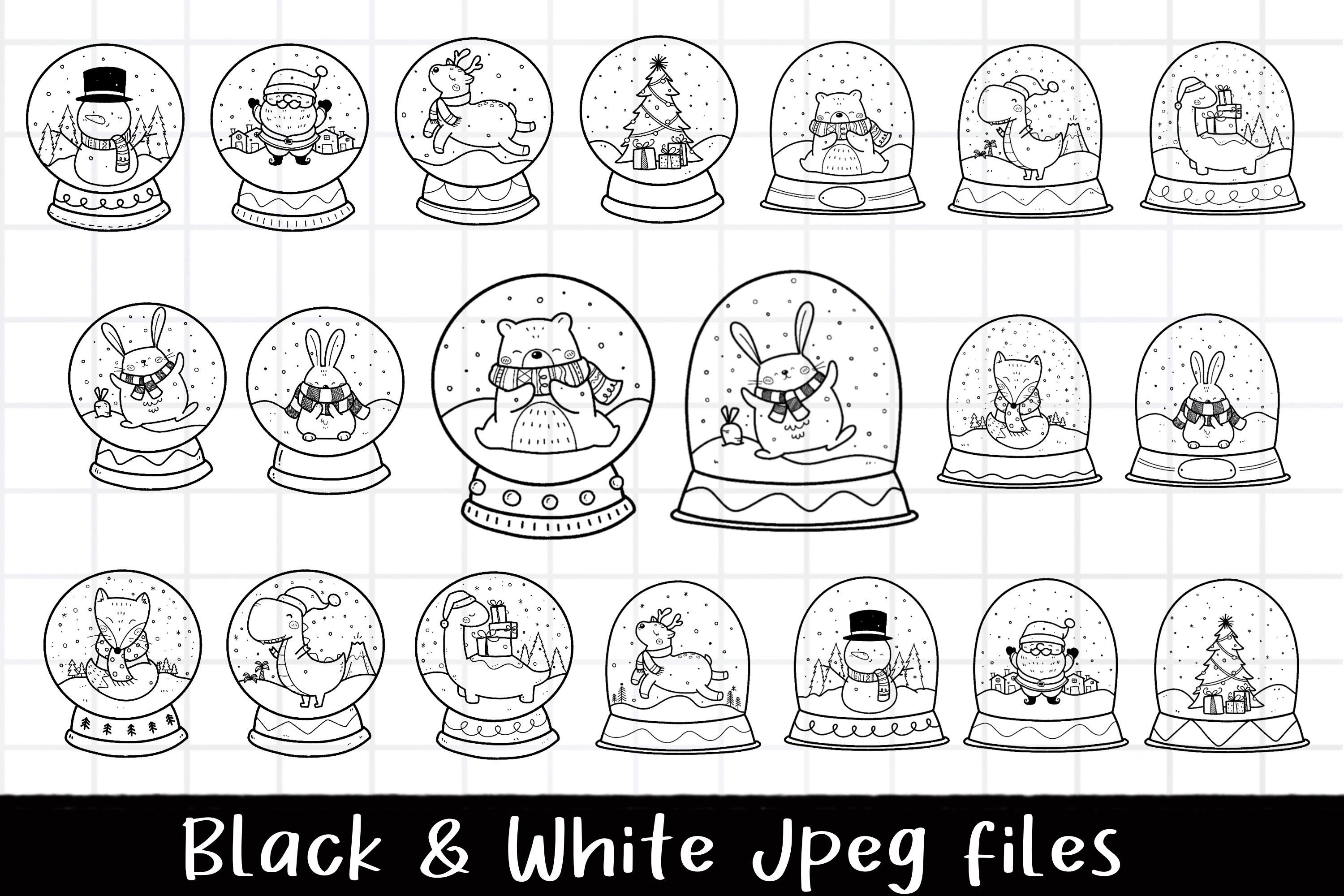 Christmas Snow Blobe Clipart, Cute Animal in the Snow Globe, Dinosaur ...