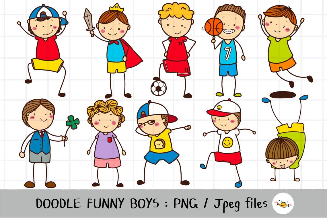 Funny Boy Clipart, Doodle Boy, Cute Boy, Friend Clipart, Outline Doodle ...