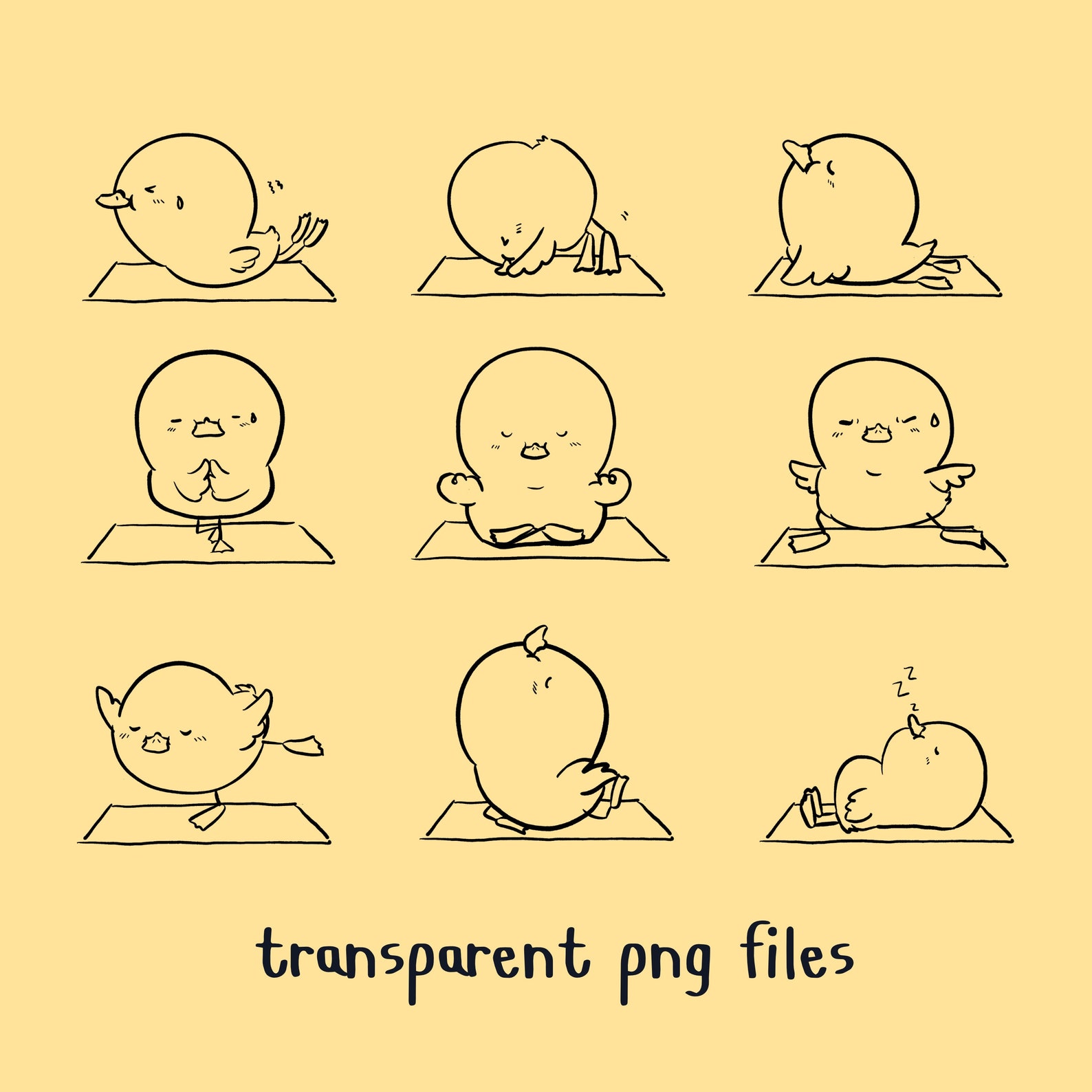 Cute Yoga Duck Hand Draw Clipart / Duck Lover/ Lovely Ducky /duckling ...