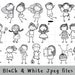 Doodle Boy and Girl Clipart,stick Figure Clipart,friend Clipart,outline ...