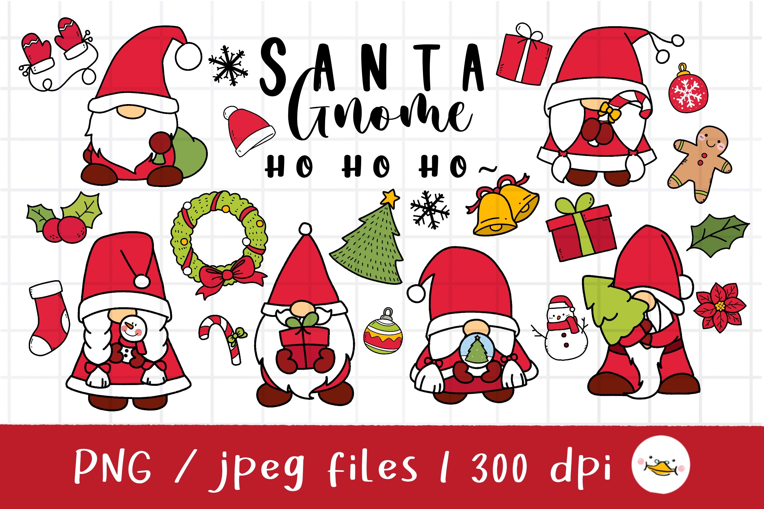 Santa Gnome Clipartwinter Clipart Merry Christmas Clipart - Etsy