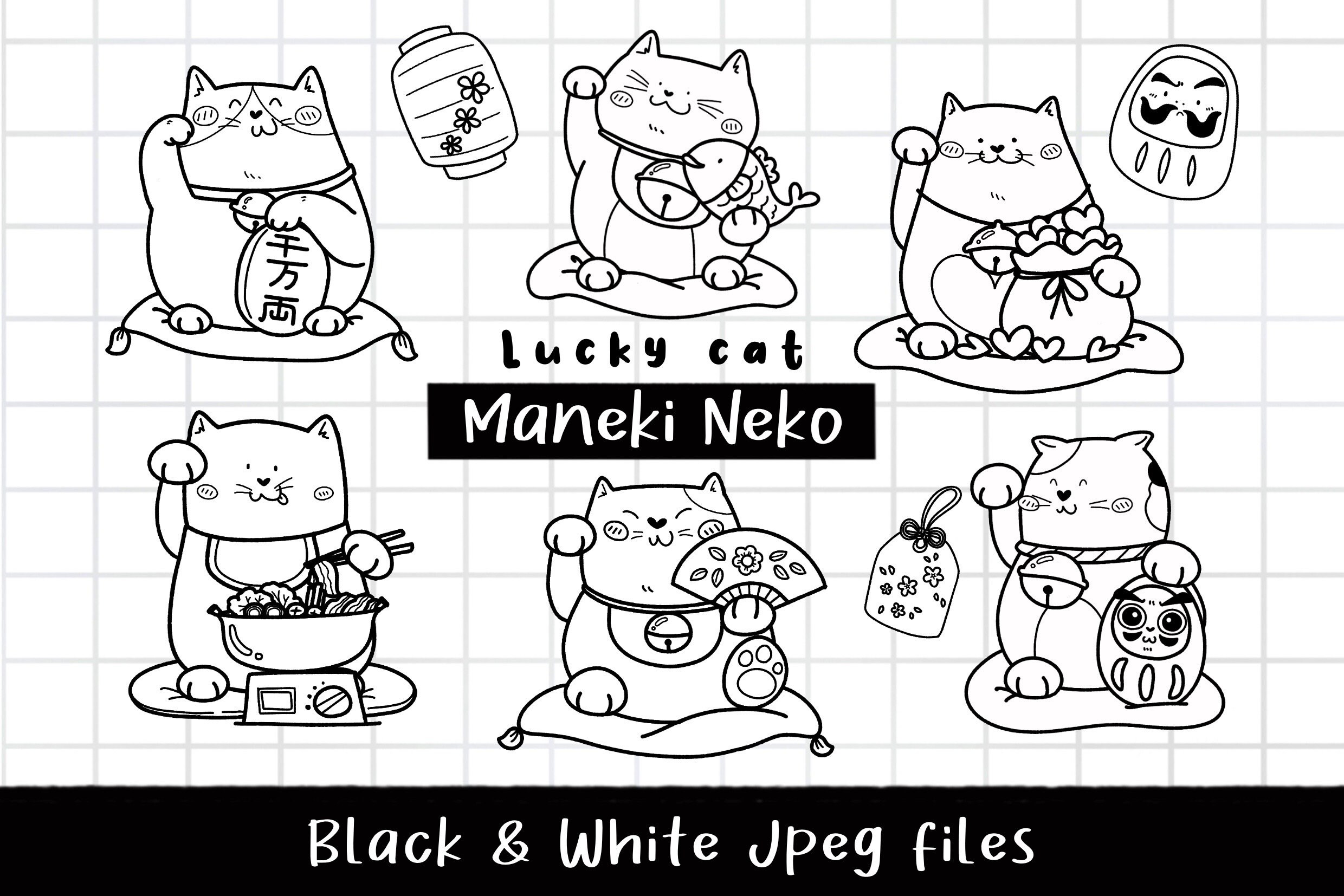 Lucky Cat Clipart, Maneki Neko Clipart, Cat Lover, Daruma PNG, Japanese ...