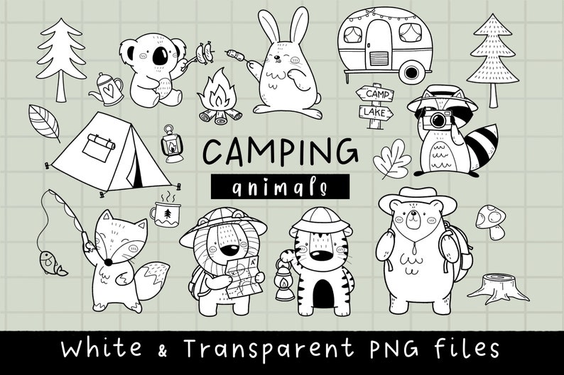 Animals Camping Clipart, Camping Woodland Animals Clipart, Forest ...