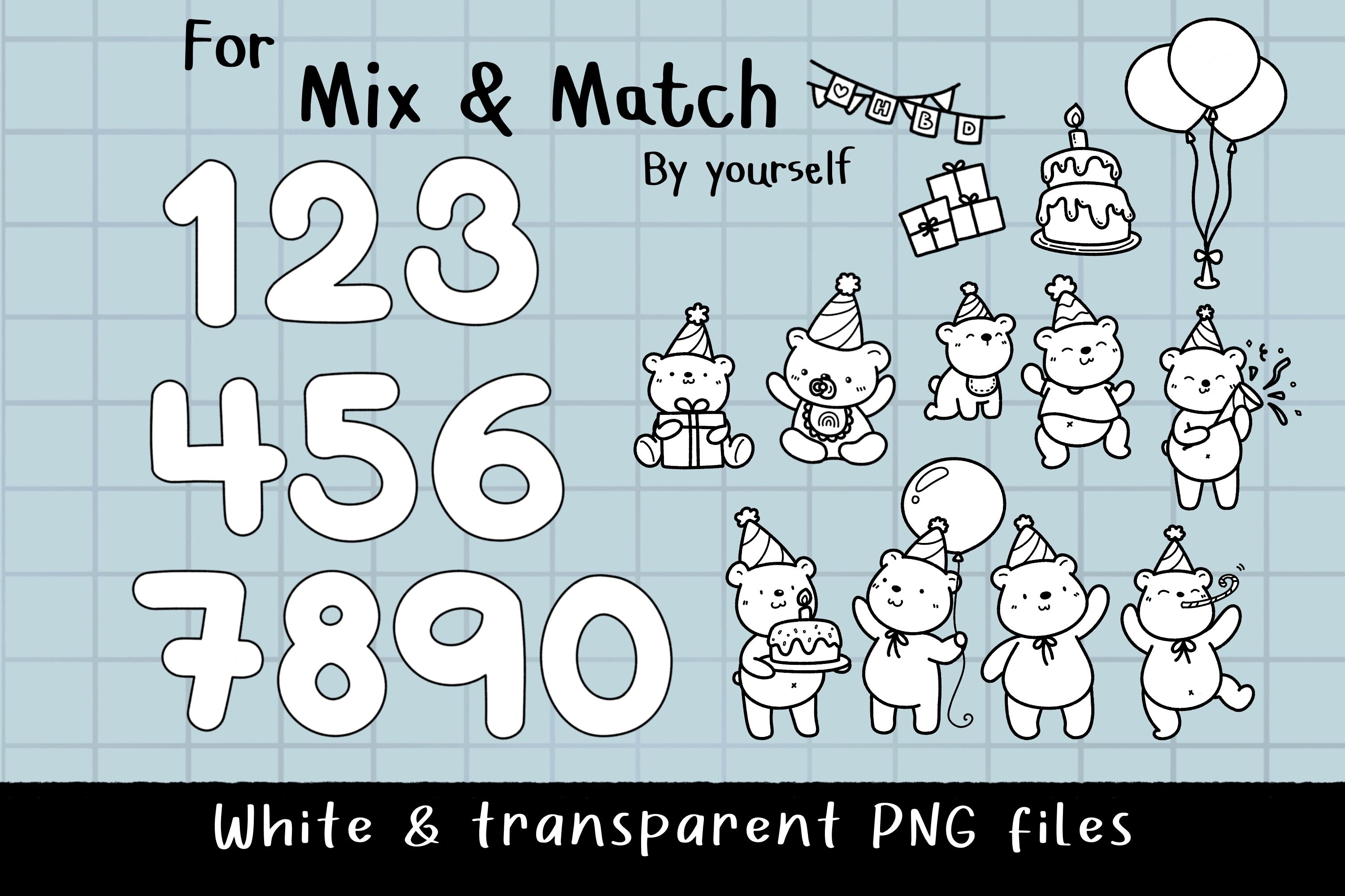 Number Birthday Clipart Bear Birthday Party Age Birthday - Etsy