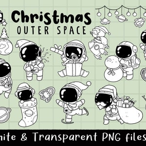 Christmas Outer Space Clipart, Winter Astronaut Clipart, Planet, UFO ...