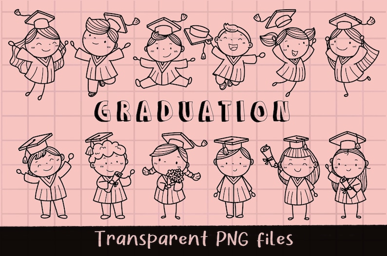 Graduation Doodle Boy and Girl Clipart, Stick Figure Clipart,friend ...