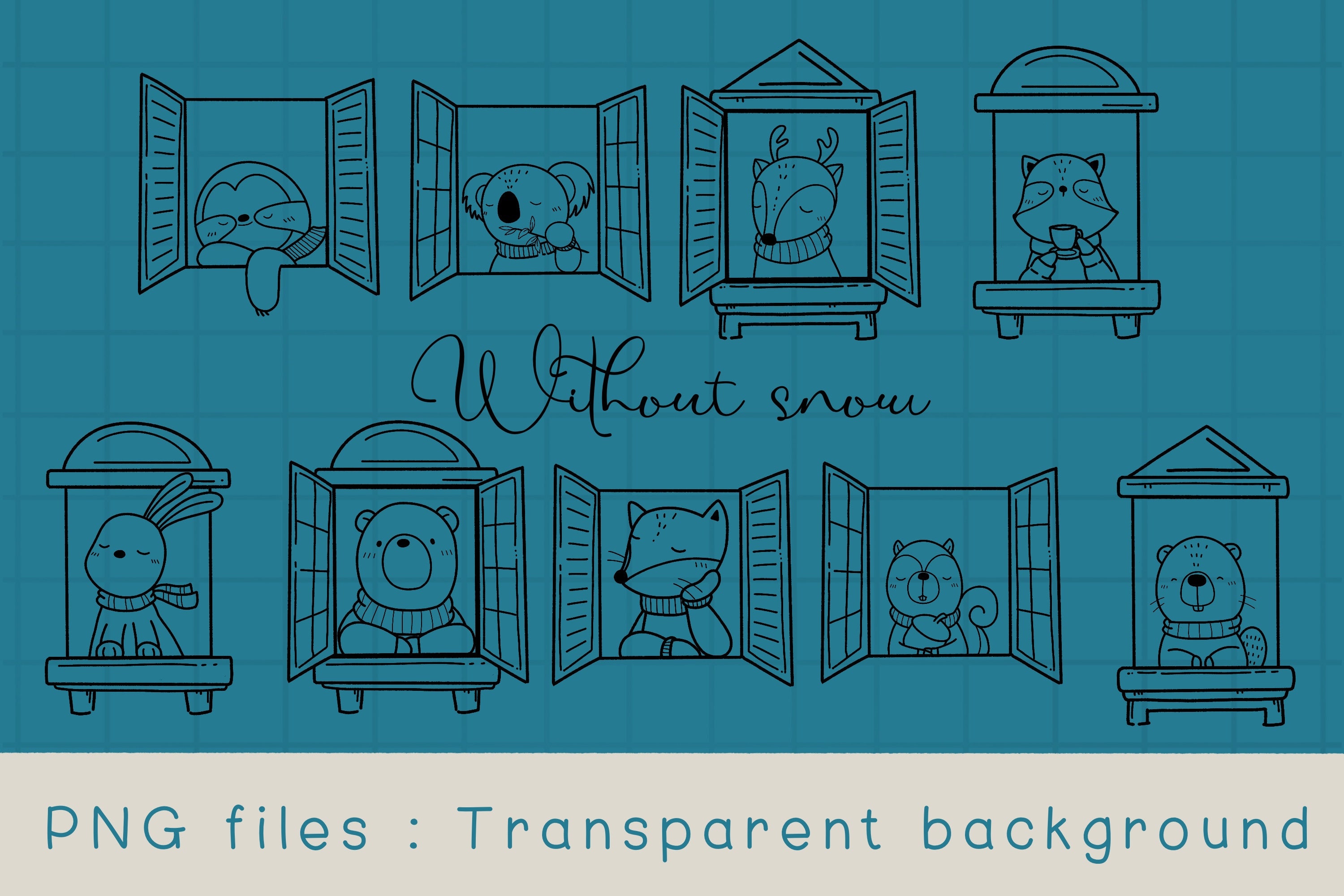 Animals at the Window Clipart, Out Snow Window, Falling Snow, Woodland ...