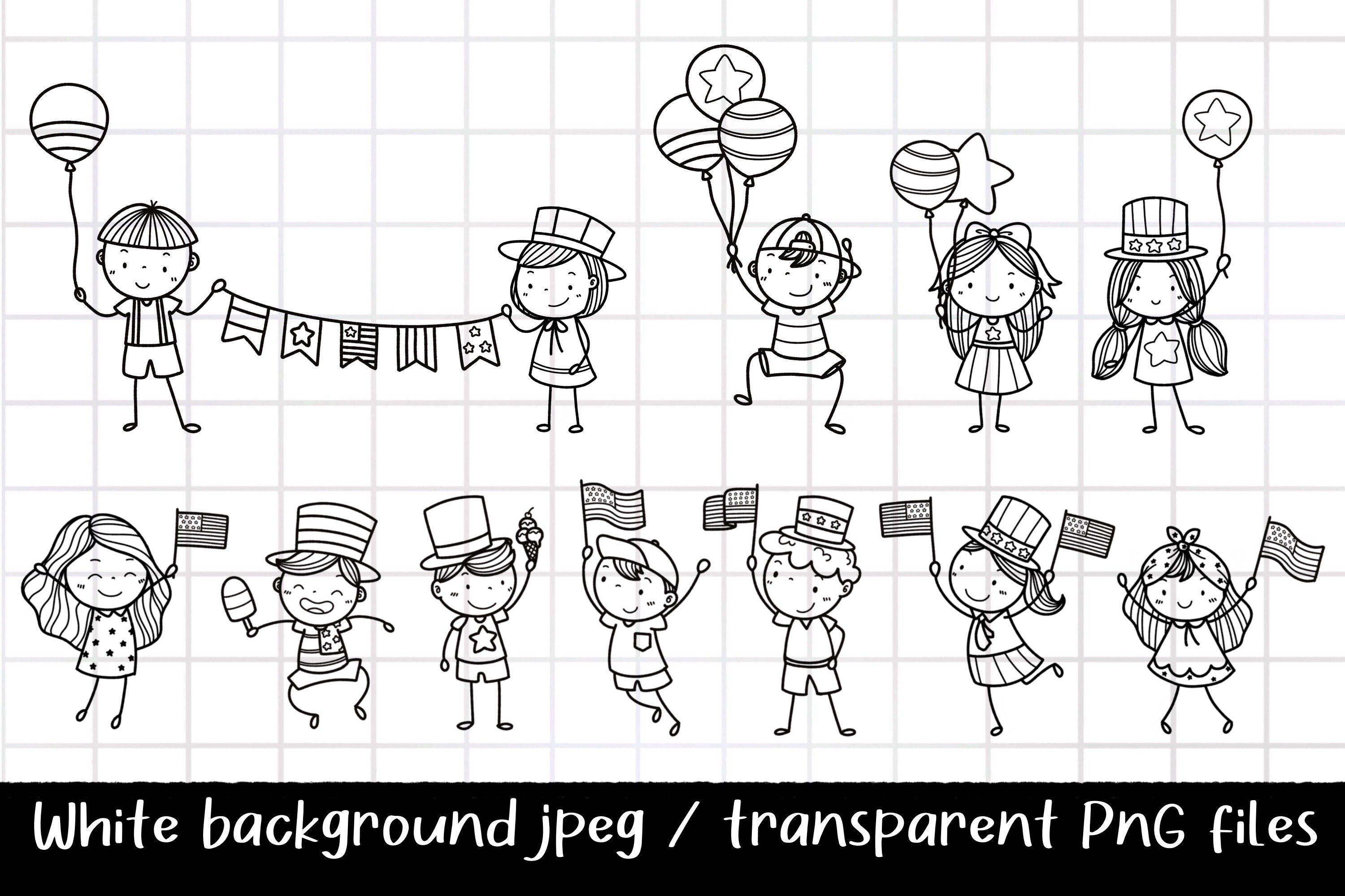 4th of July Kid Clipart, Funny USA Clipart, Independence Day, Fourth of ...