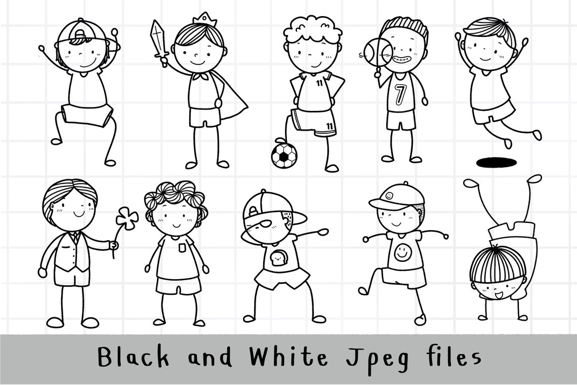 Funny Boy Clipart, Doodle Boy, Cute Boy, Friend Clipart, Outline Doodle ...