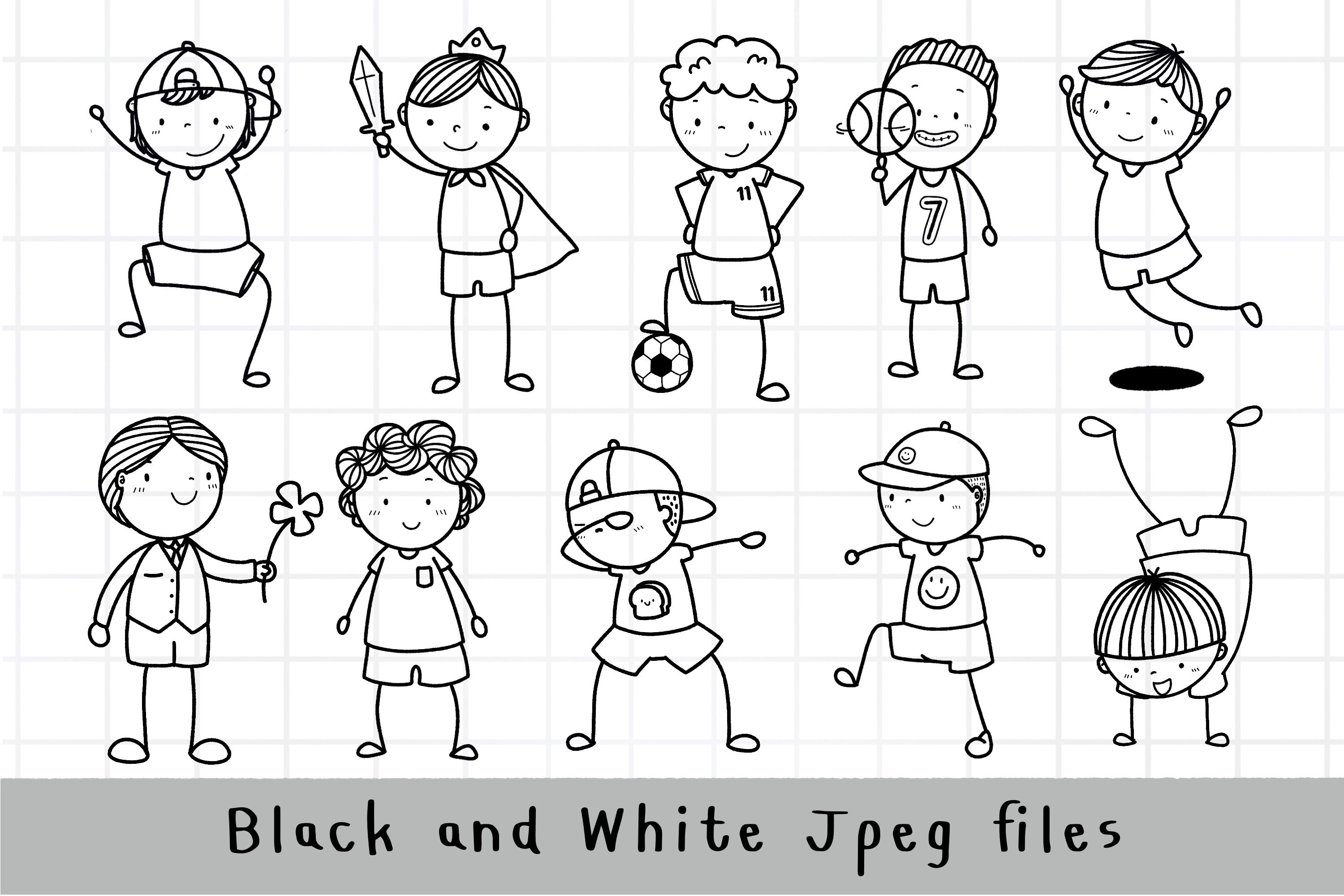 Funny Boy Clipart, Doodle Boy, Cute Boy, Friend Clipart, Outline Doodle ...