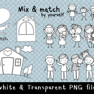 Happy Doodle Family Clipart,stick Figure Clipart, Mom Dad Son Daughter ...