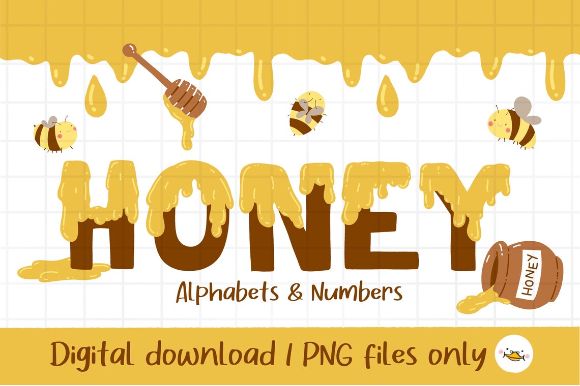 Honey Alphabets Clipart Honey Numbers PNG Dripping Honey - Etsy Denmark