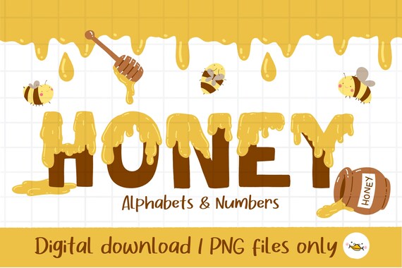 Honey Alphabets Clipart Honey Numbers PNG Dripping Honey - Etsy