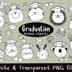Graduate Woodland Animals Clipart, Graduation Clipart, Animals Head ...