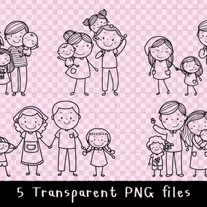 Happy Doodle Family Clipart,stick Figure Clipart, Mom Dad Son Daughter ...