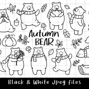 Autumn Bear Clipart, Fall Woodland Animals PNG, Autumn PNG, Pumpkin PNG ...