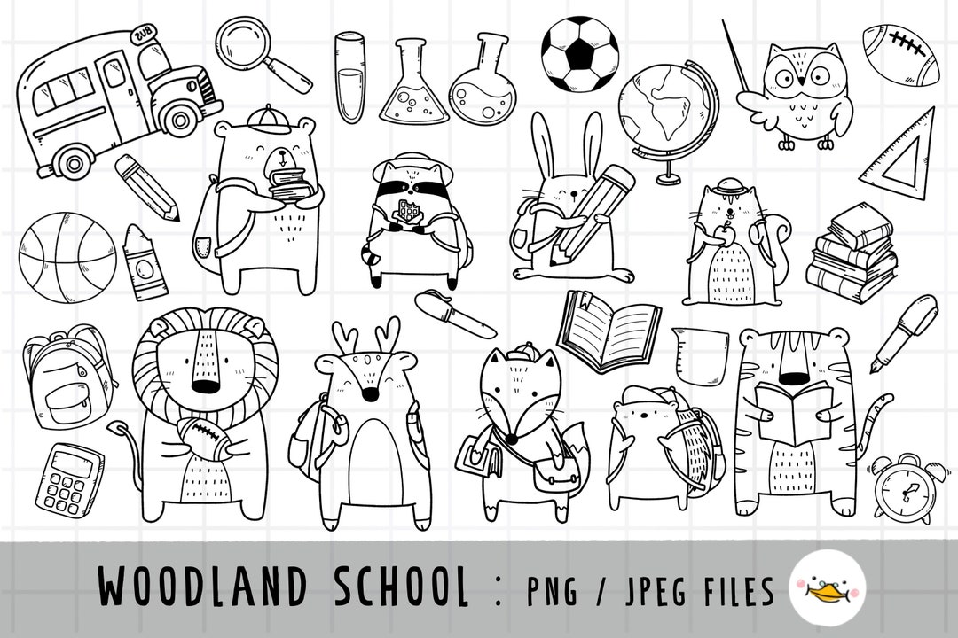 Woodland Animals Back to School Clipart, Woodland School Clipart ...