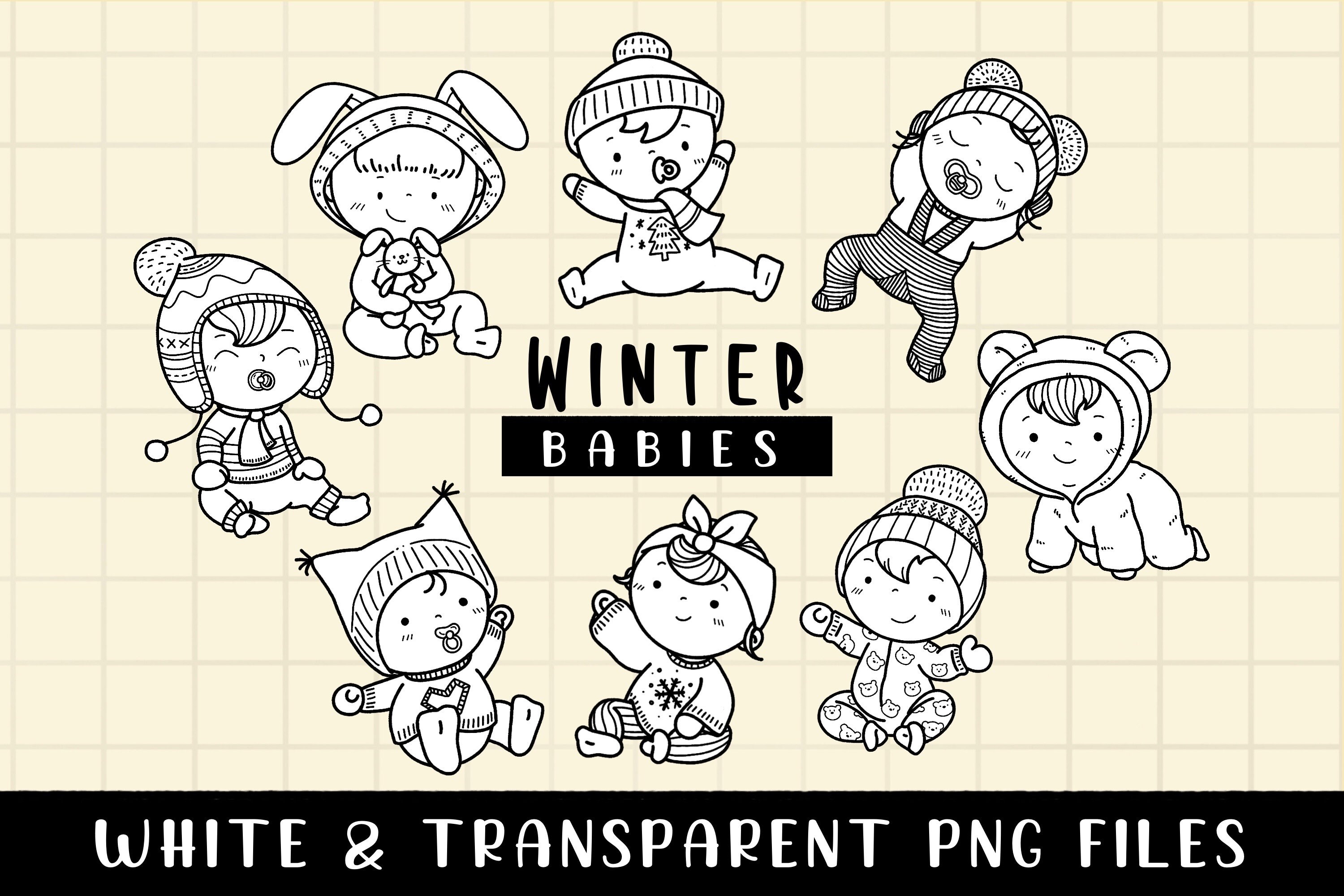 Winter Babies Clipart, Baby in Sweater PNG, Doodle Baby, Winter is ...