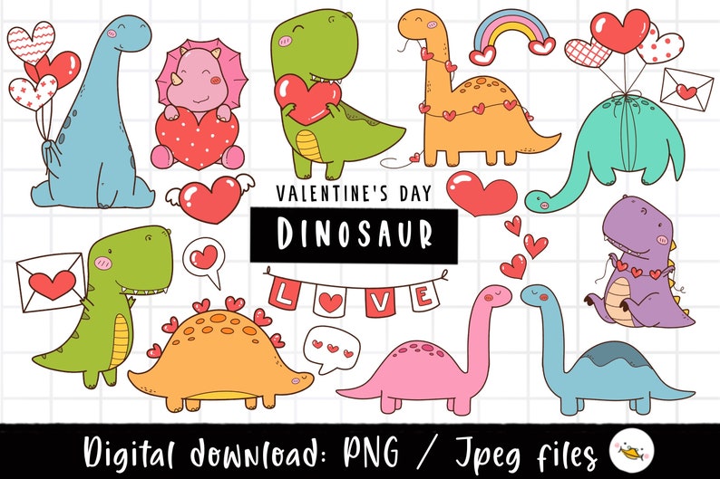 Love Dinosaur Clipart, Valentine's Day Dinosaur, Dinosaur Clipart, Love ...